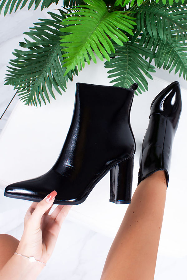 Sale > black leather ankle boots pointed toe > in stock